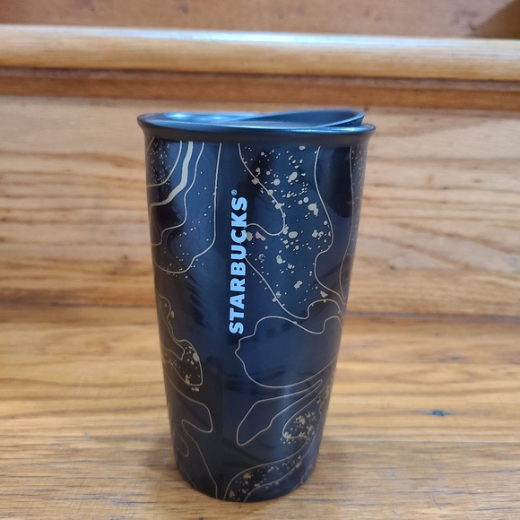 Starbucks | Dining | Starbucks Mate Black And Gold Splatter Design ...